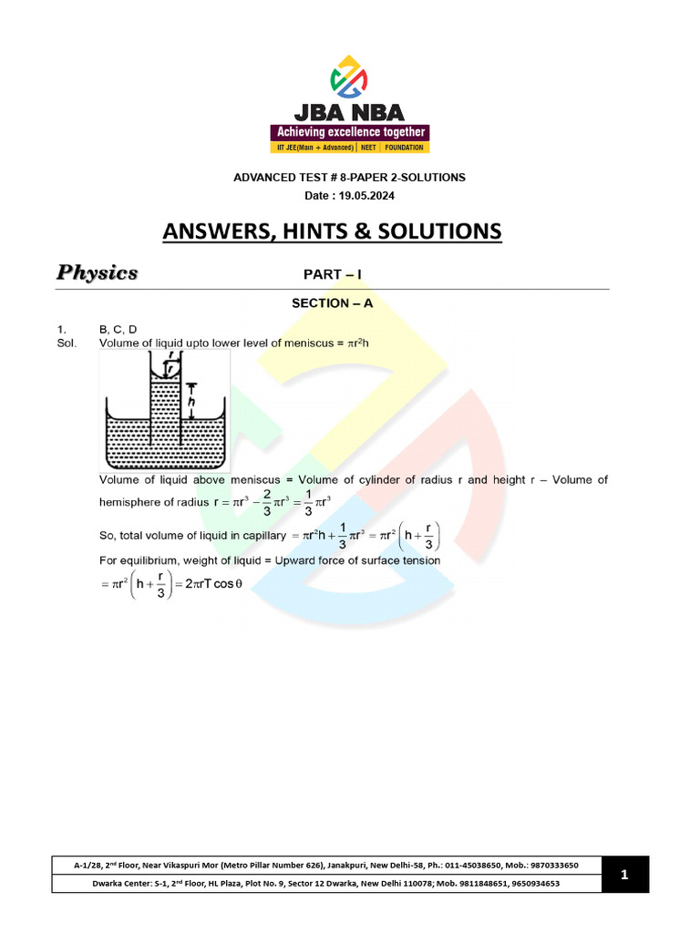 JBA NBA Advanced Test 8 Solutions | PDF | Higher Education