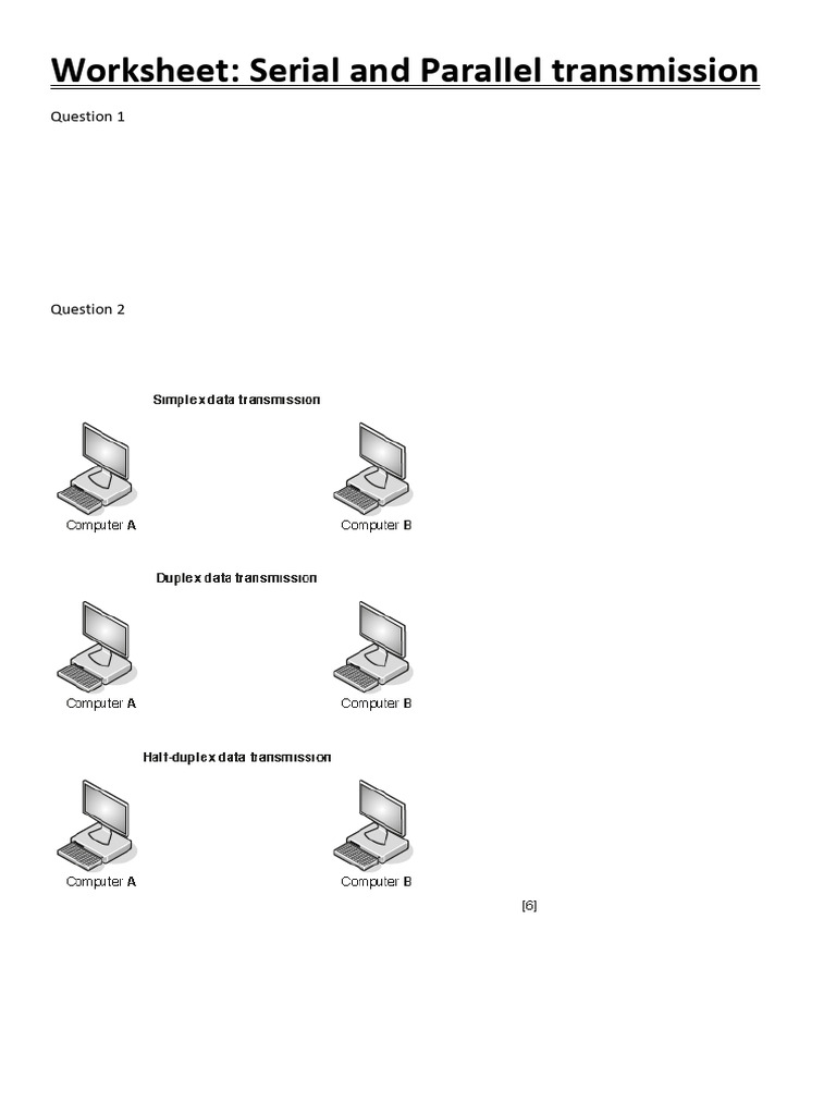 Worksheet 1.2.1 Data Transmission | PDF | Error Detection And Correction | Duplex ...