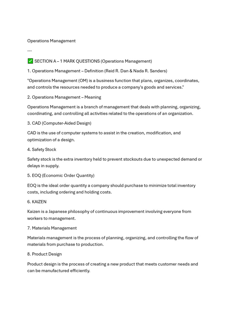 Operations Management | PDF | Lean Manufacturing | Inventory