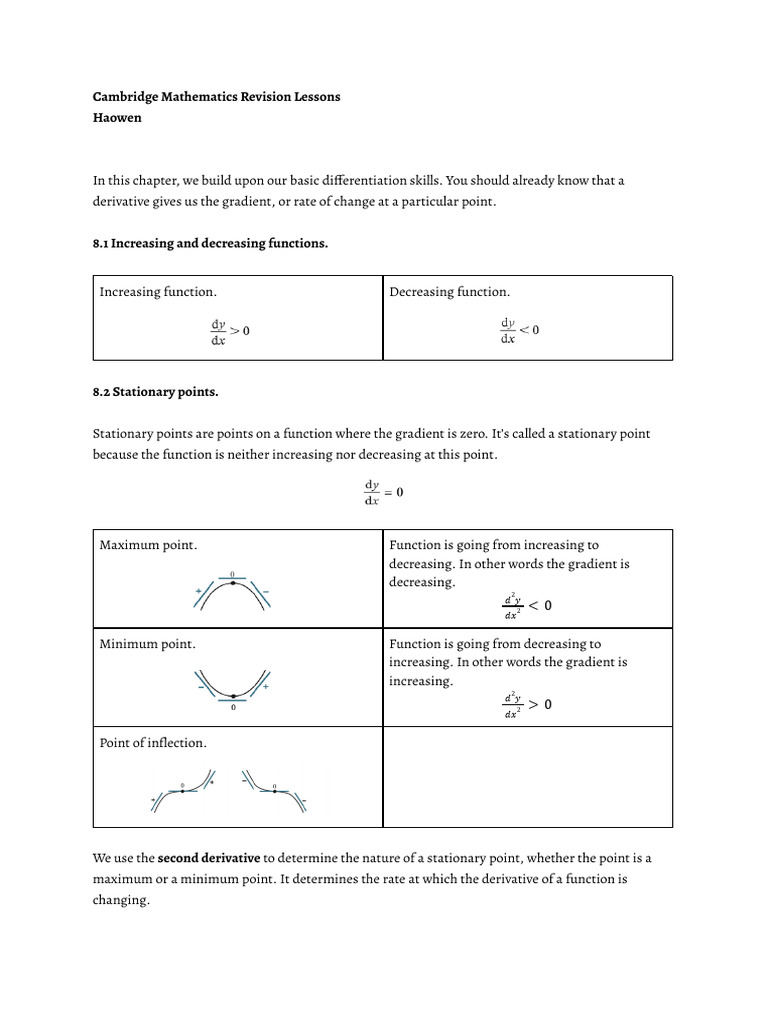 As Level Differentiation | PDF | Derivative | Gradient