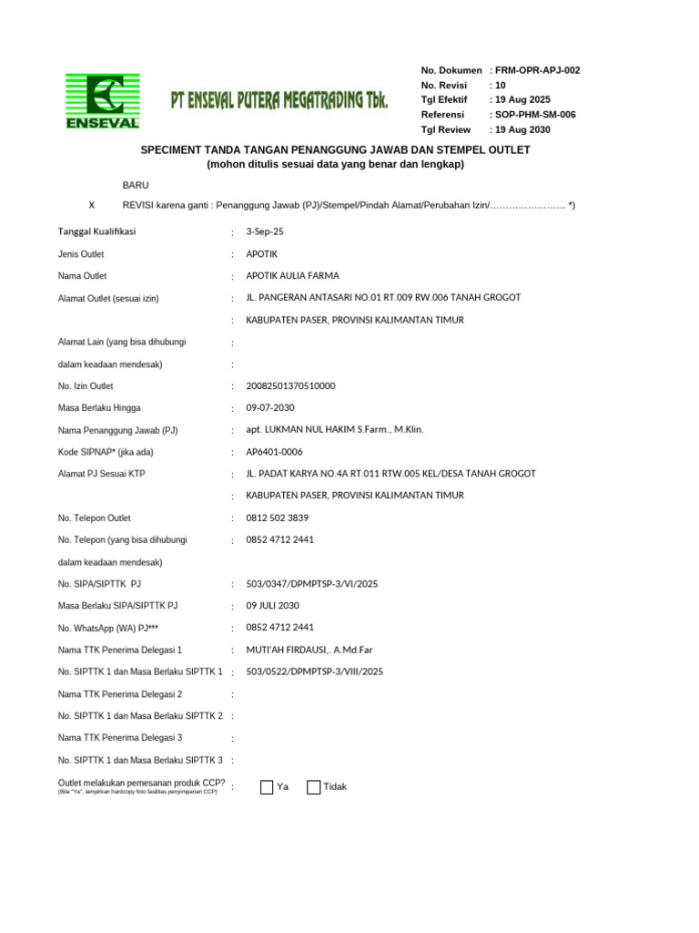 Form Speciment ENSEVAL | PDF