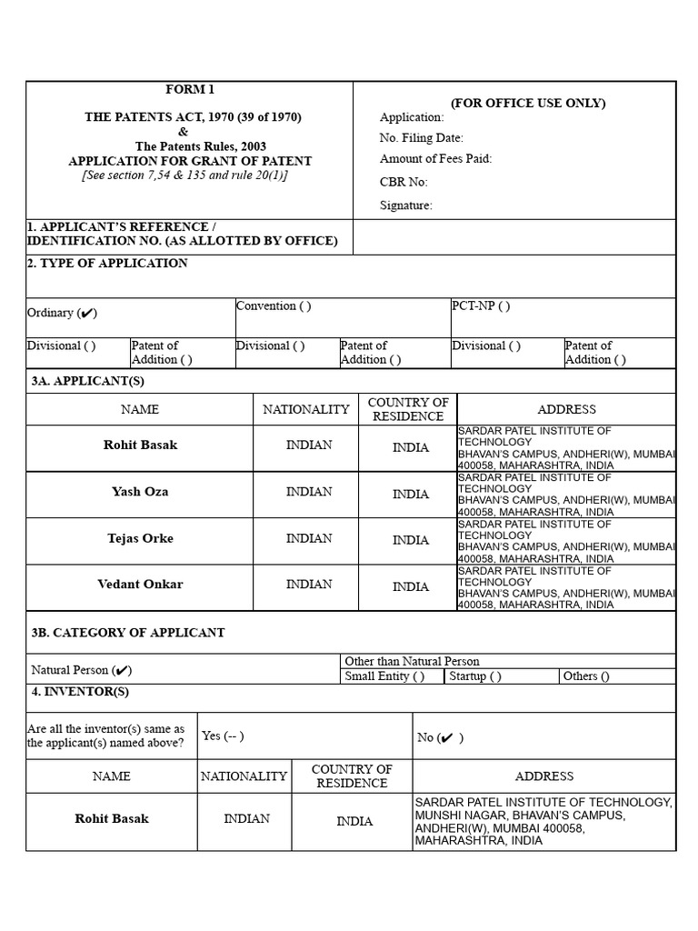 Patent Form 1-3-5 | PDF | Patent | Priority Right
