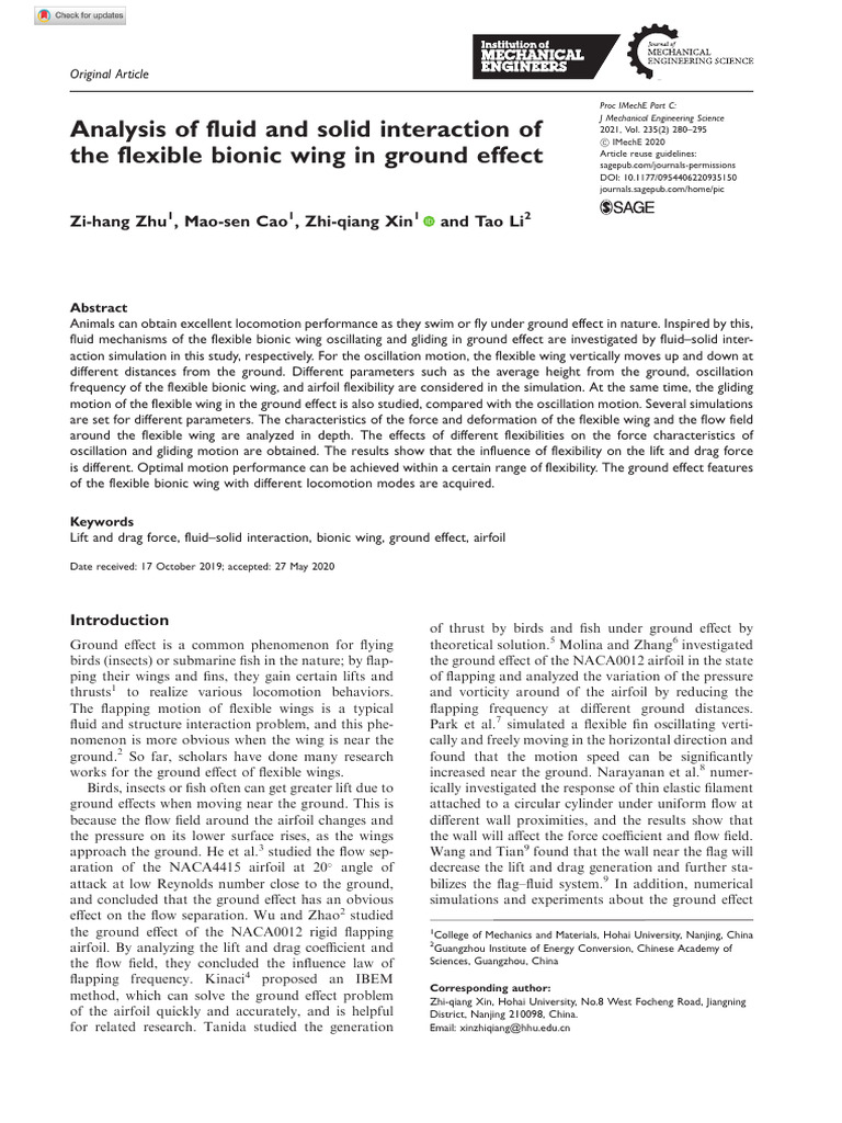 Analysis of Fluid and Solid Interaction of The Flexible Bionic Wing in ...