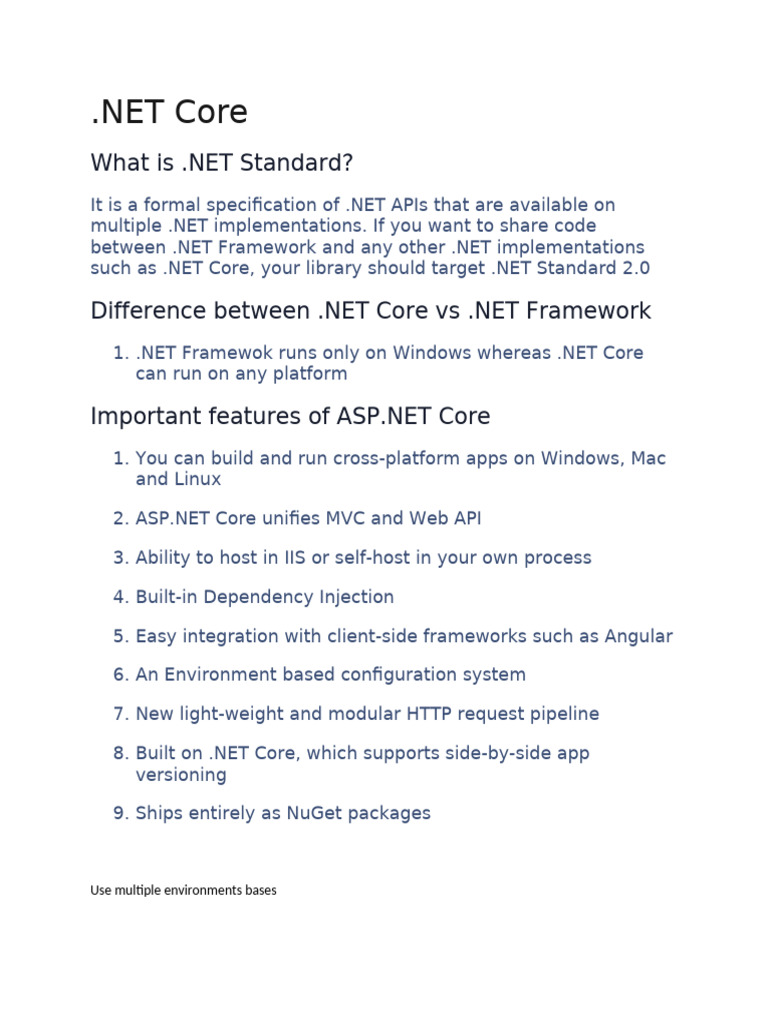 NET Core - Concepts | PDF