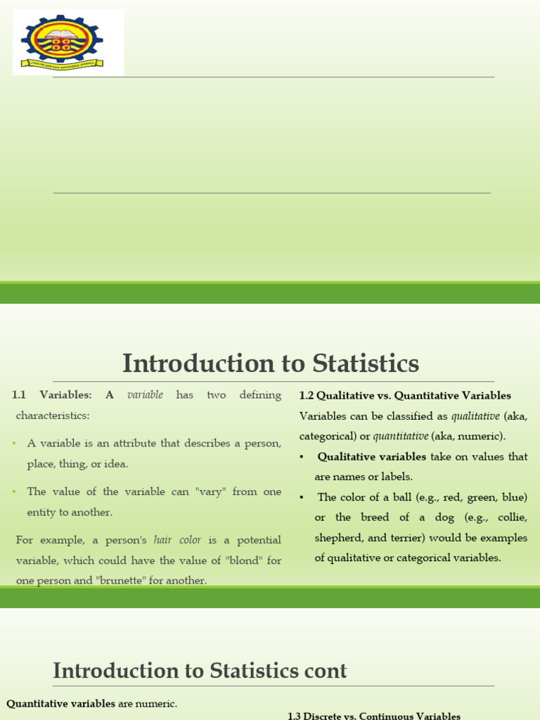Lecture Presentation 1 | PDF | Mean | Variance