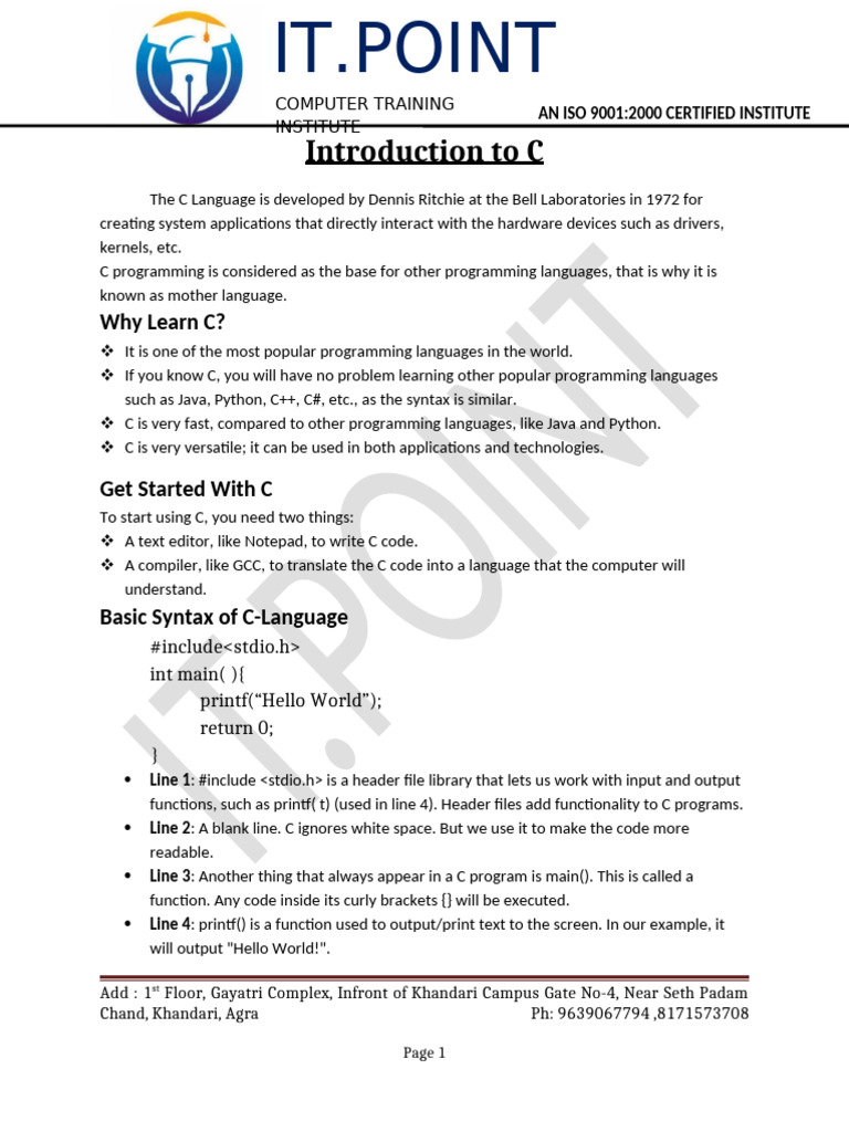 Content C Programming | PDF | Data Type | C (Programming Language)