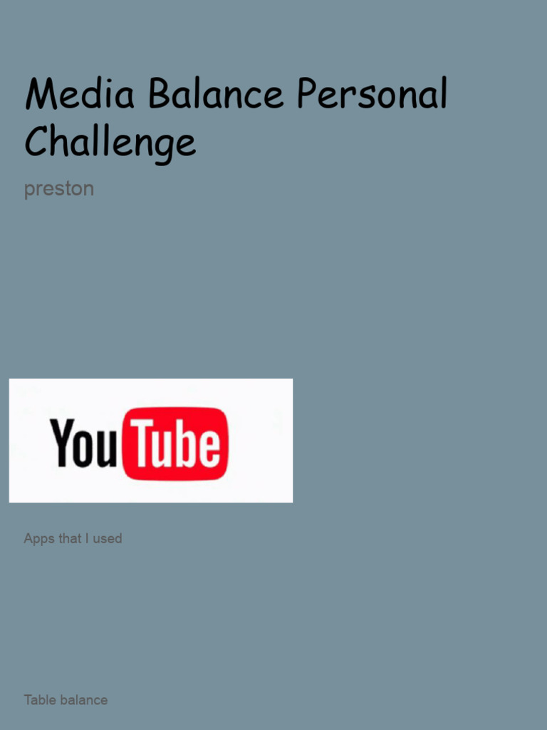 Media Balance Personal Challenge | PDF