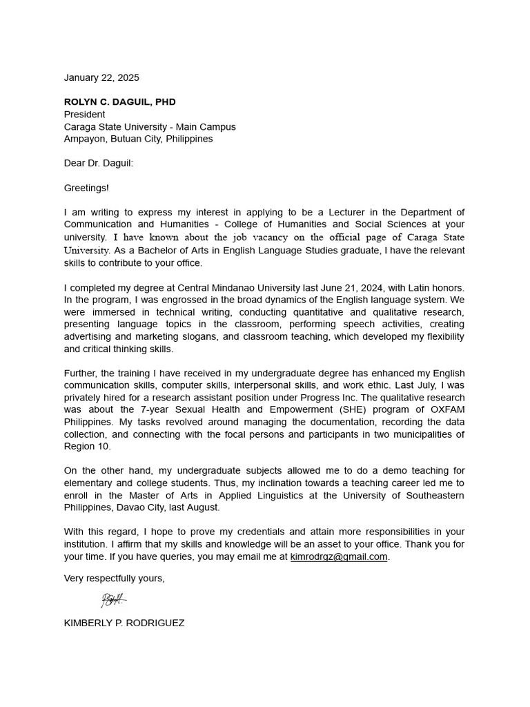 Sample Application Letter | PDF