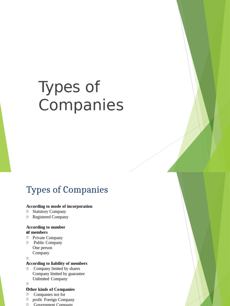 Types of Companies | PDF | Bankruptcy | Corporations