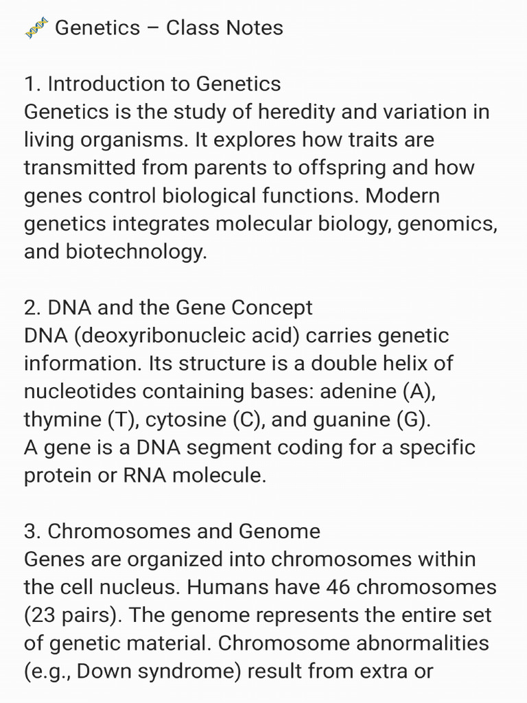 Genetics Class Notes 251109 153404 | PDF