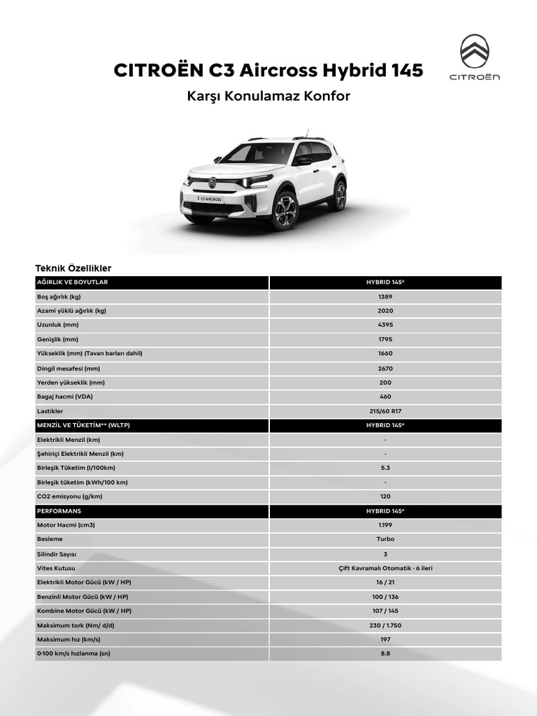 Citroen c3 Aircross Hybrid 2026model PDF | PDF