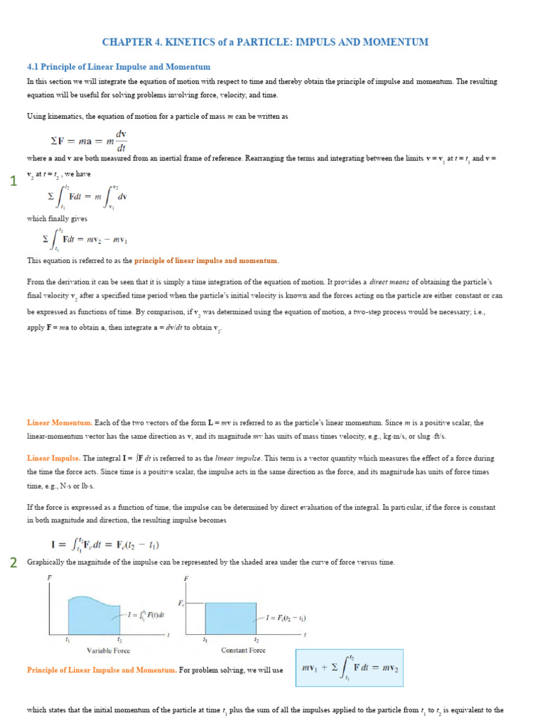 04 - Kinetics of A Particle - Impuls and Momentum | PDF | Momentum ...