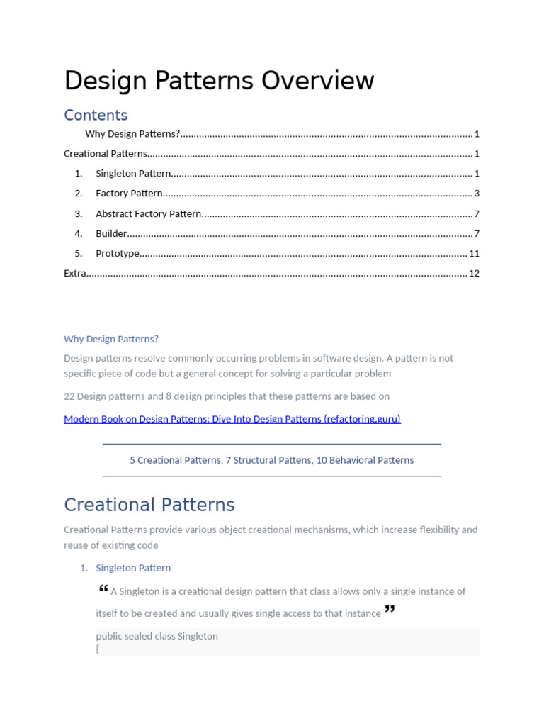 Design Patterns - Creational - Theory | PDF | Class (Computer ...