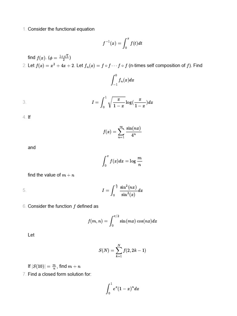 Advanced Integral Calculus Problems | PDF | Chess Openings | Chess