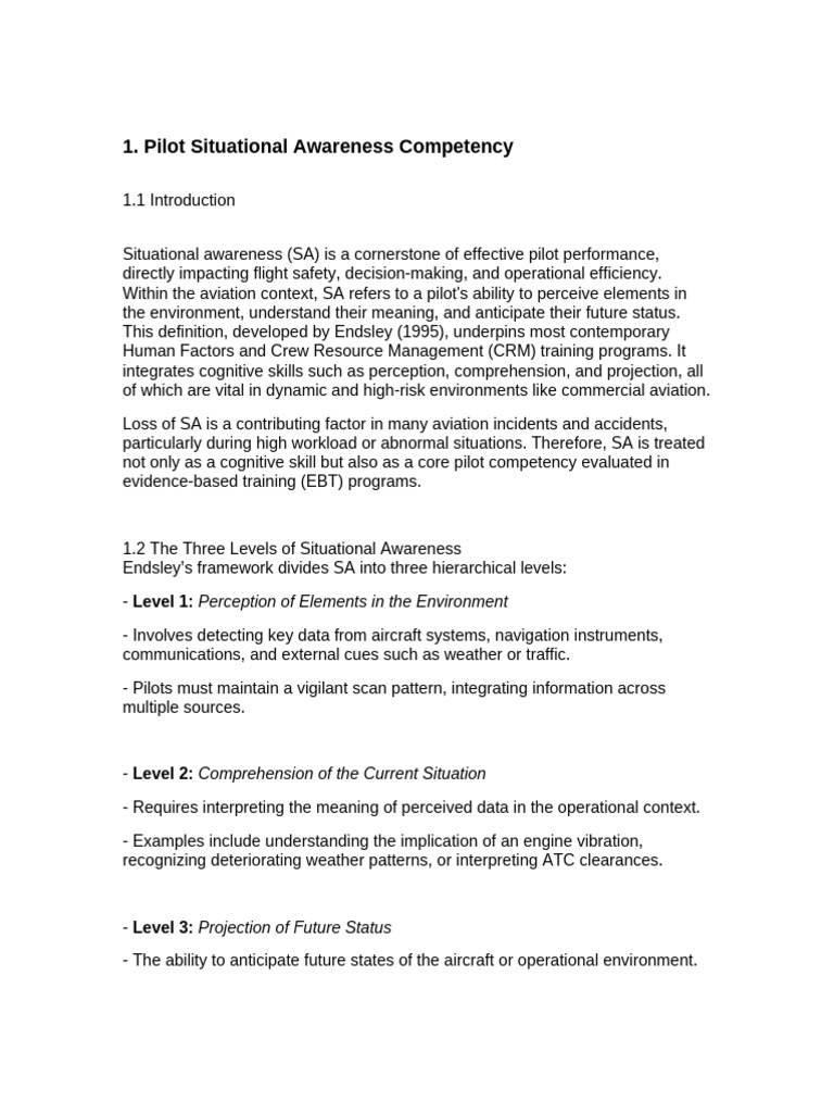 Pilot Situational Awareness Training Guide | PDF | Situation Awareness ...