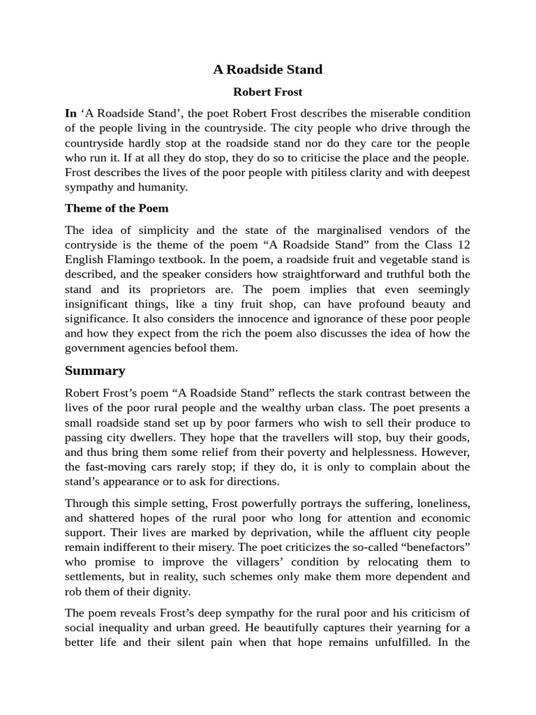 A Roadside Stand Notes | PDF