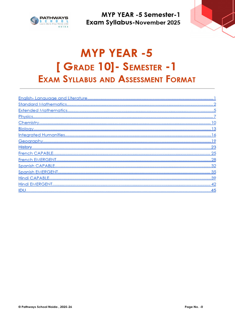 MYP Year 5 Semester 1 Exam Syllabus | PDF | Cellular Respiration | Genetics