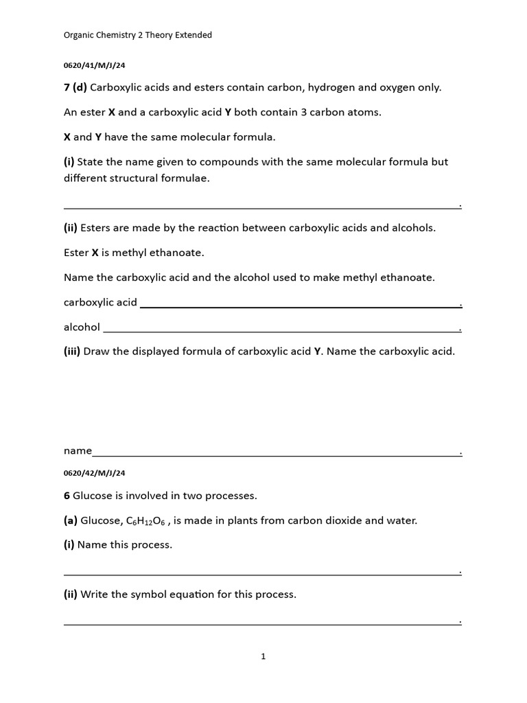 Organic Chemistry 2: Carboxylic Acids & Esters | PDF | Ester | Chemistry