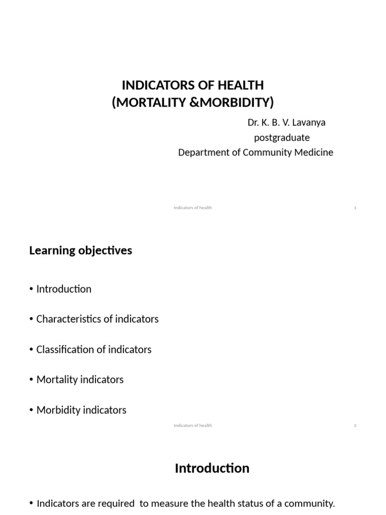 Indicators of Health (21-02-25) | PDF | Mortality Rate | Incidence ...