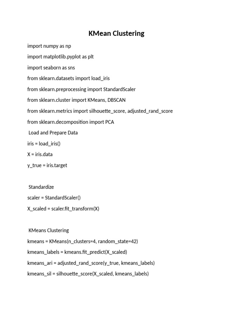 K Mean and DBscan | PDF | Cluster Analysis | Principal Component Analysis