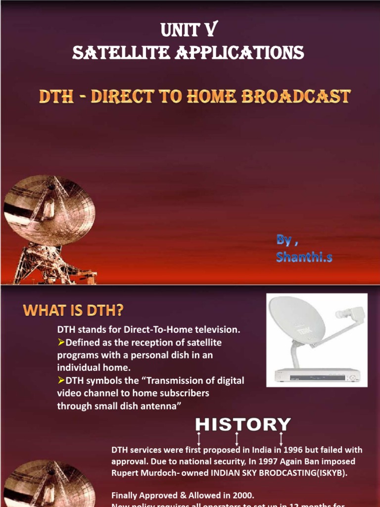 DTH (Direct To Home Television) | PDF | Satellite Television | Cable ...