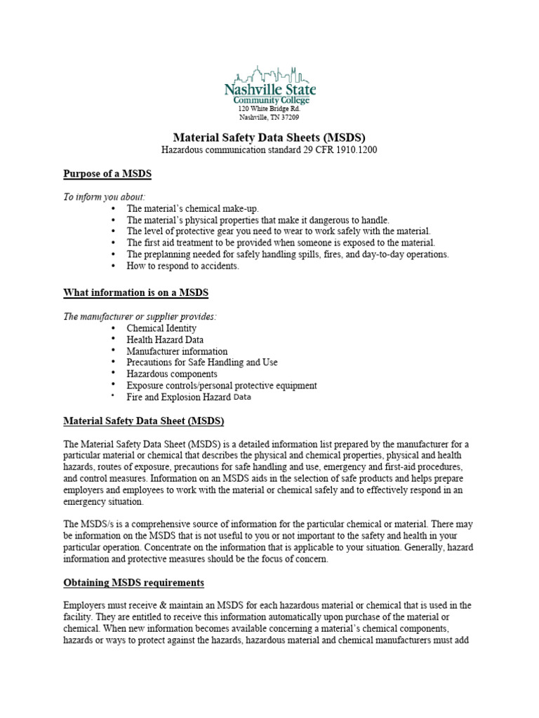 Material Safety Data | PDF | Dangerous Goods | Waste