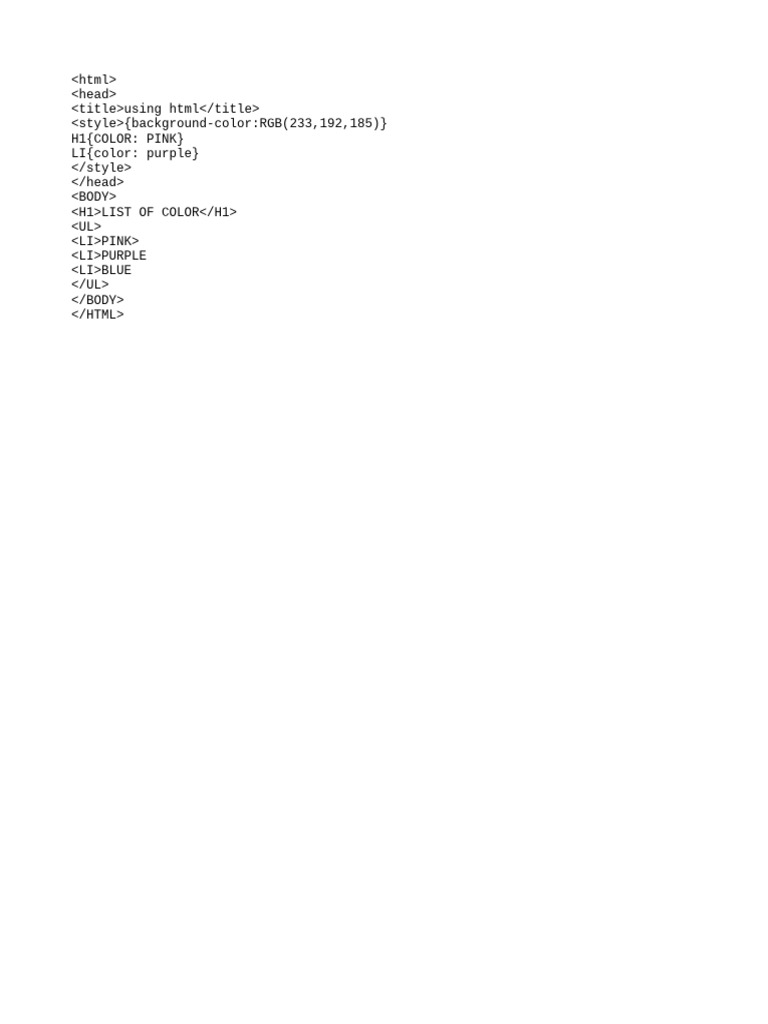 List of Colours | PDF