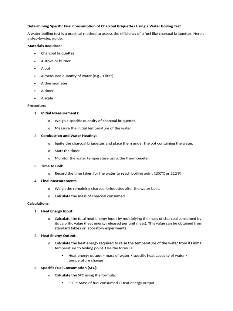 Determining Specific Fuel Consumption of Charcoal Briquettes Using A ...