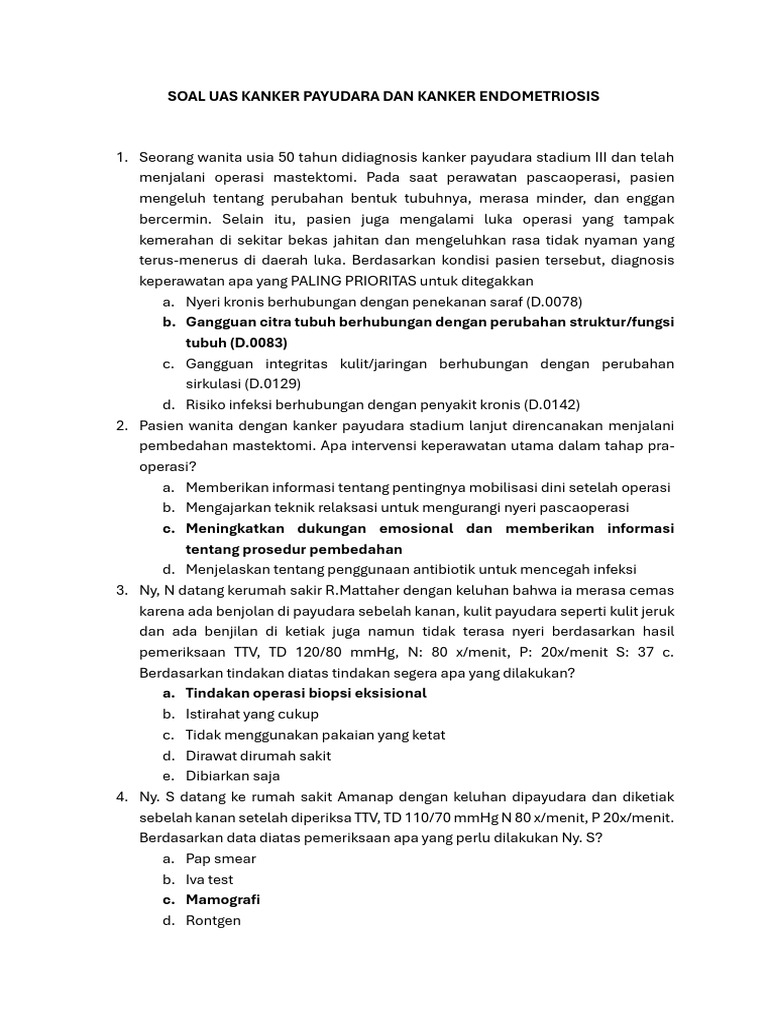 Soal Kanker Payudara Dan Endometriosis Kel-2 | PDF