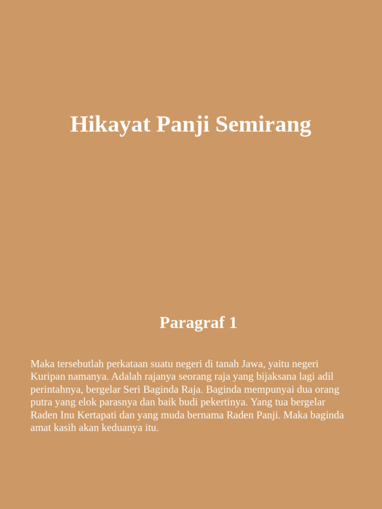 Hikayat Panji Semirang: Kisah Cinta dan Pengkhianatan | PDF