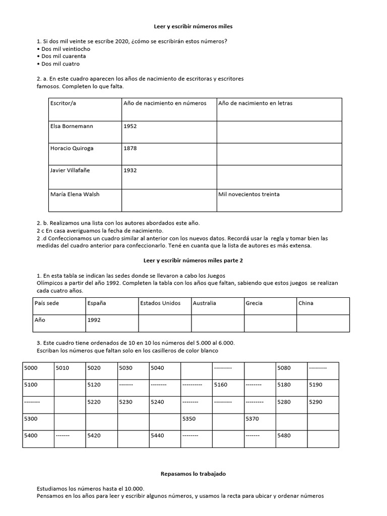Tareas matemática 3er grado | PDF