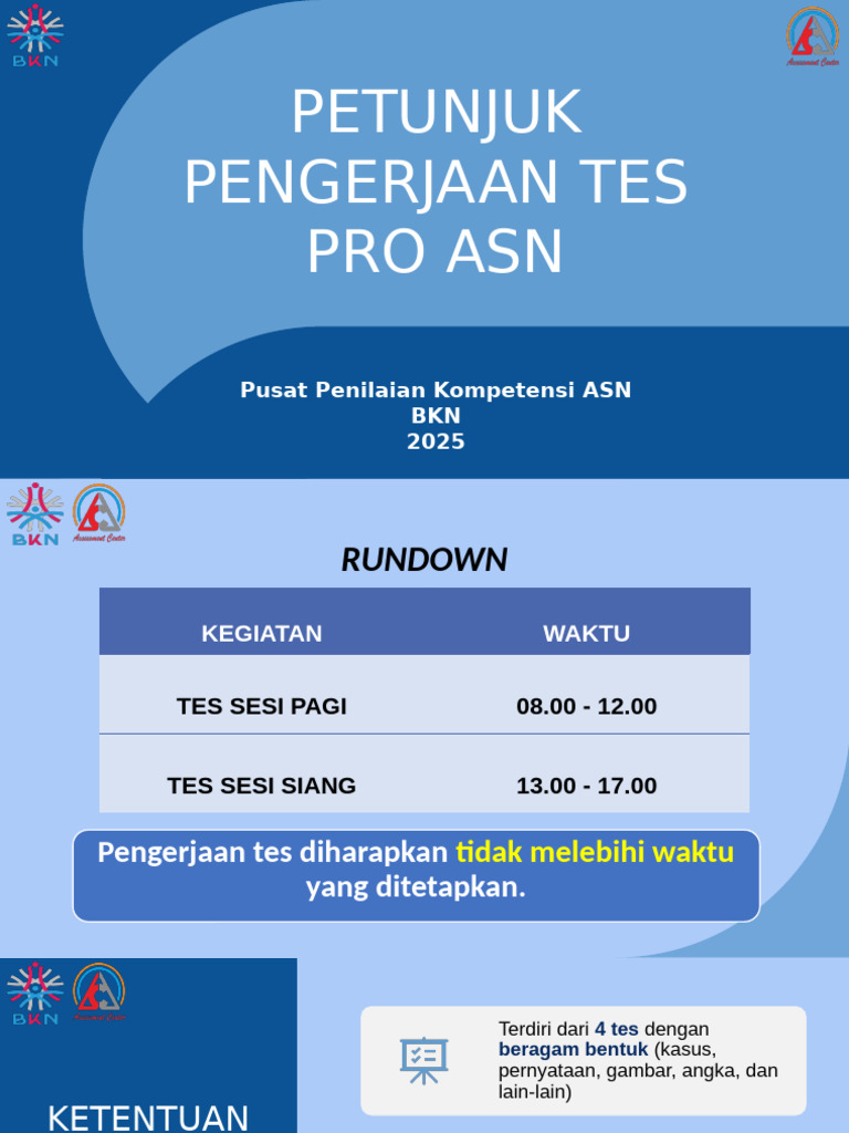 Petunjuk Pengerjaan Tes Pro Asn 2025 | PDF