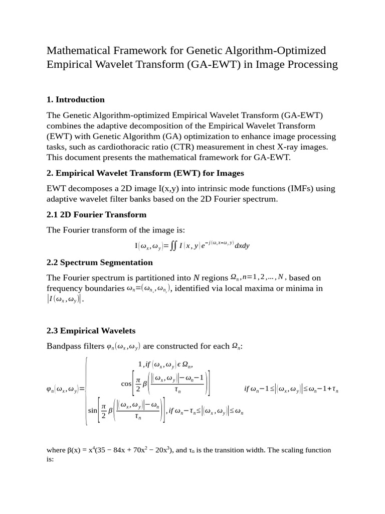 Mathematical Framework For Genetic Algorithm | PDF | Wavelet | Signal ...