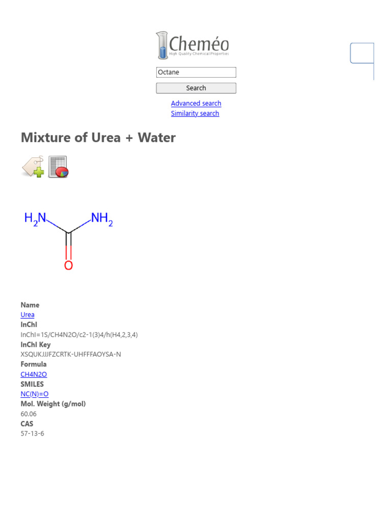 Urea + Water - Chemical & Physical Properties by Cheméo | PDF | Molar ...