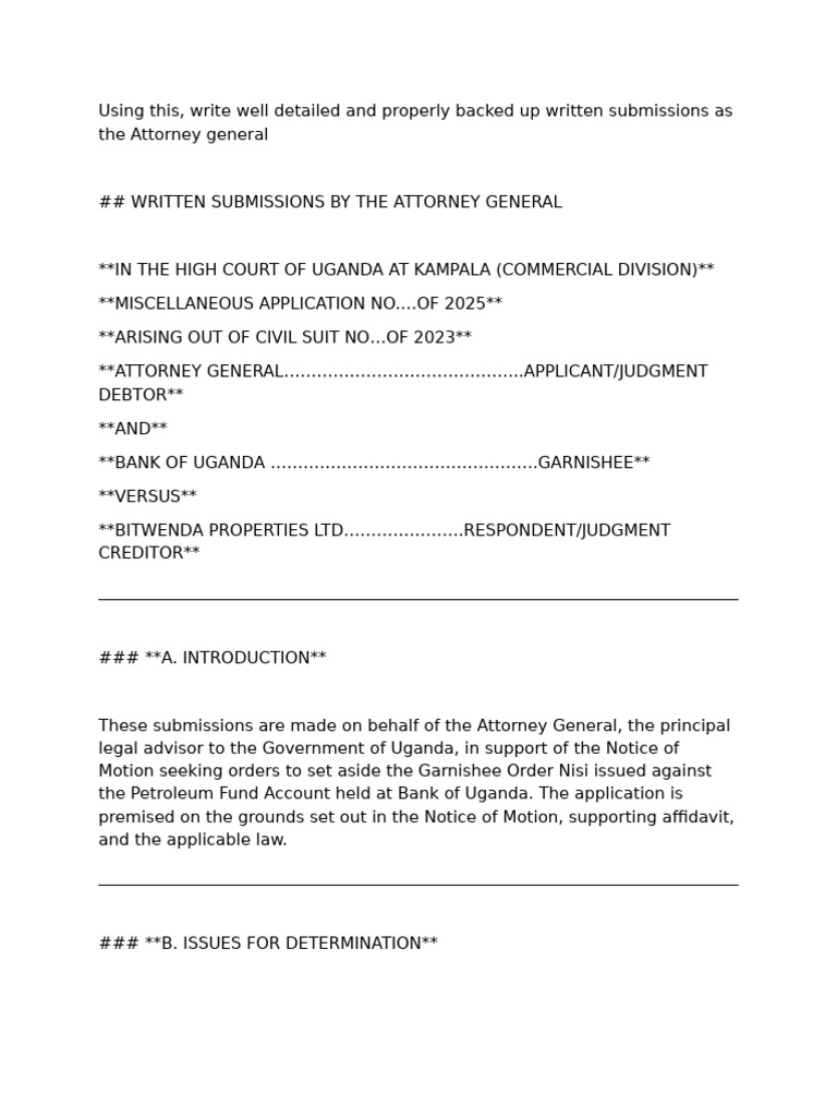 The AG's Written Submissions. | PDF | Judgment (Law) | Common Law
