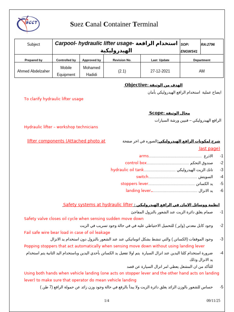 Carpool - Hydraulic Lifter Usage | PDF