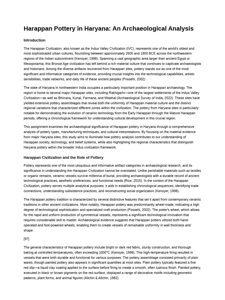 Harappan Pottery Assignment Revised | PDF | Pottery