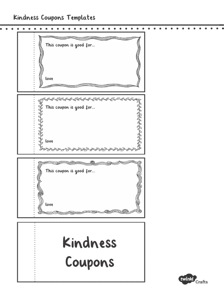 Kindness Coupon Templates for Crafts | PDF