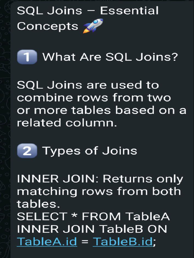 SQL Joins - Essential Concepts | PDF