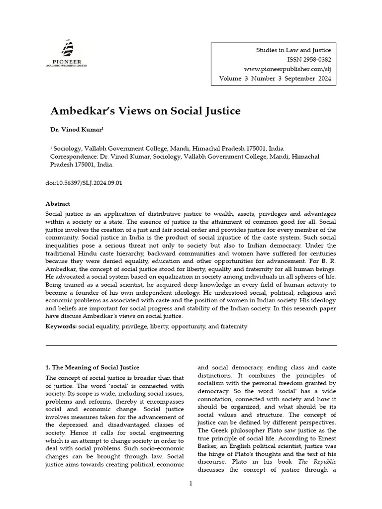 Ambedkar's View On Social Justice | PDF | Justice | Crime & Violence