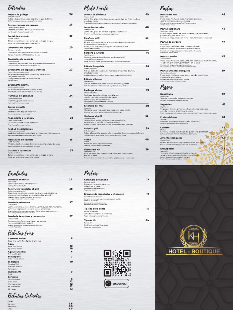 Menu KH Hotel Boutique | PDF