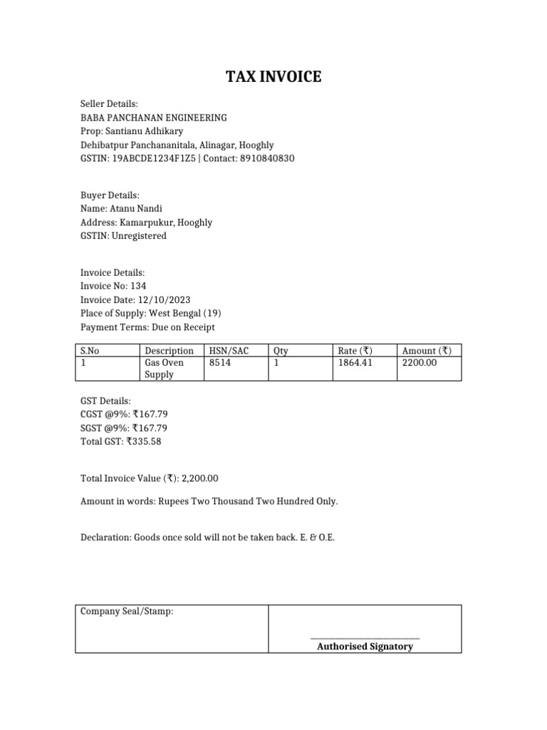 GST Invoice Full Light Blue Blurred Stamp | PDF