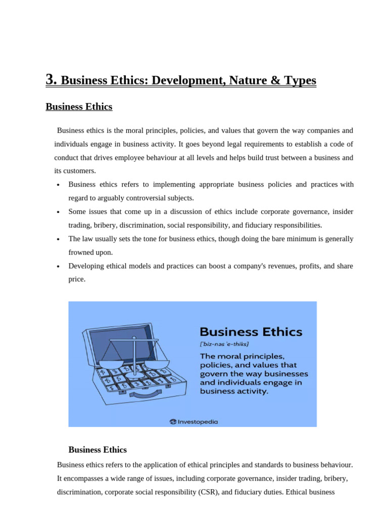 Business Ethics - Development, Nature & Types | PDF | Business Ethics ...