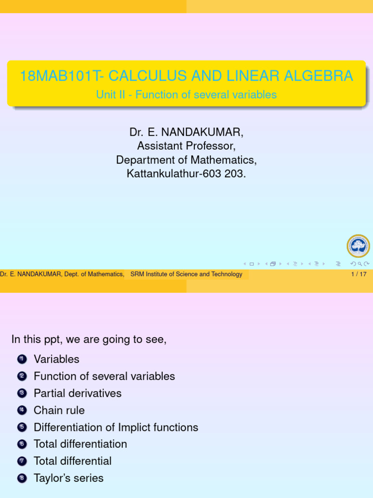 Functions of Several Variables in Calculus | PDF | Variable ...