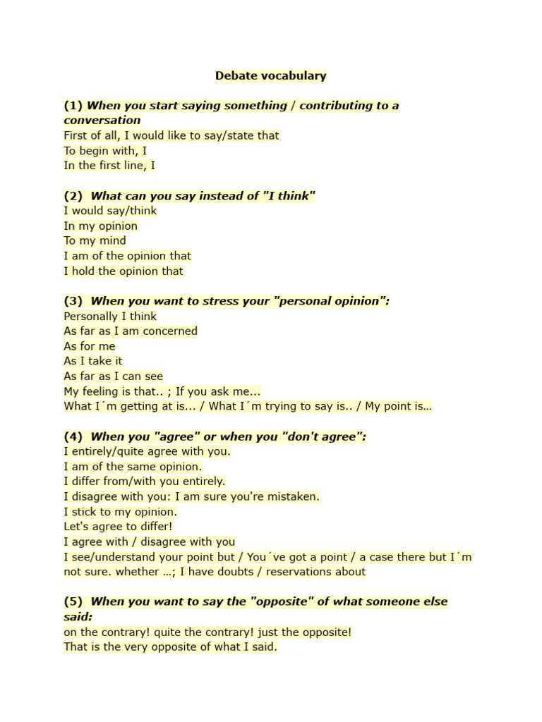 Debate Vocabulary | PDF | Truth