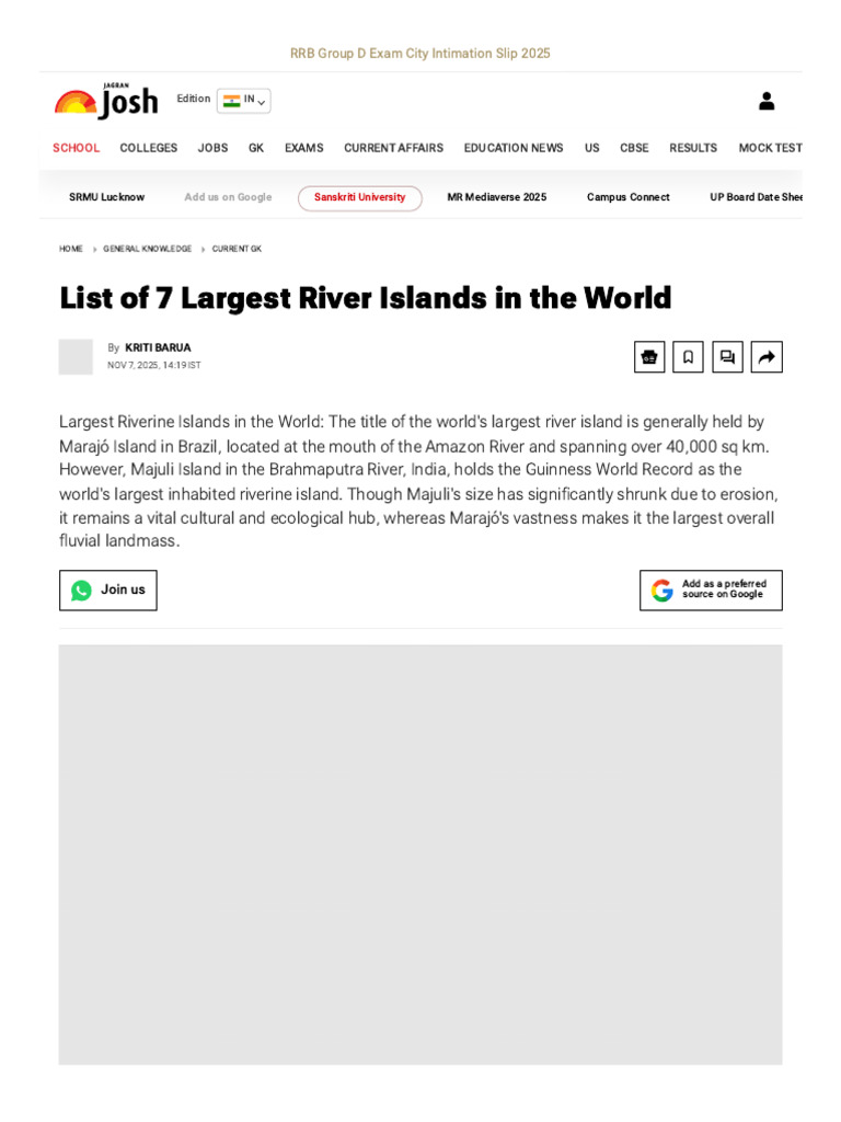 List of 7 Largest River Islands in The World | PDF | River | Island
