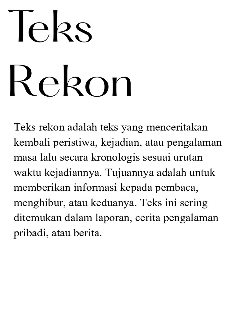 Jenis-Jenis Teks Rekon dan Contohnya | PDF