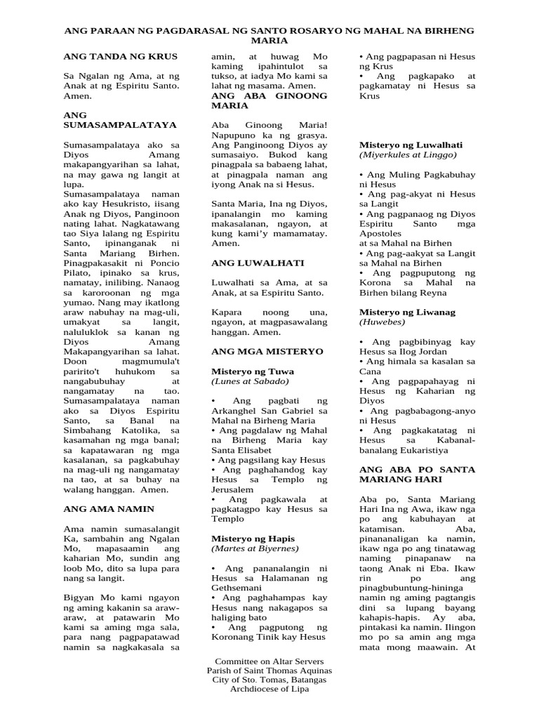 Rosary Guide | PDF