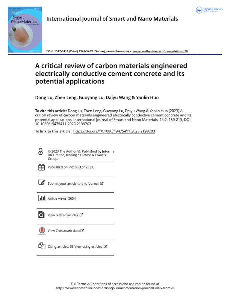 Review of Electrically Conductive Concrete | PDF | Concrete | Carbon ...