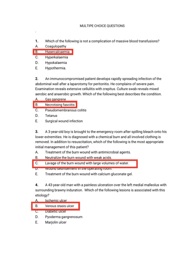 Medical Multiple Choice Questions Guide | PDF | Breast Cancer | Medical ...